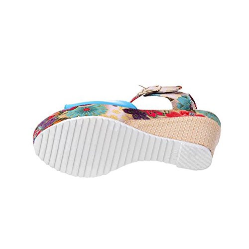 Womens Rivets Bowtie Flip Flops Jelly Thong Sandal Rubber Flat Summer Beach Rain Shoes Blue