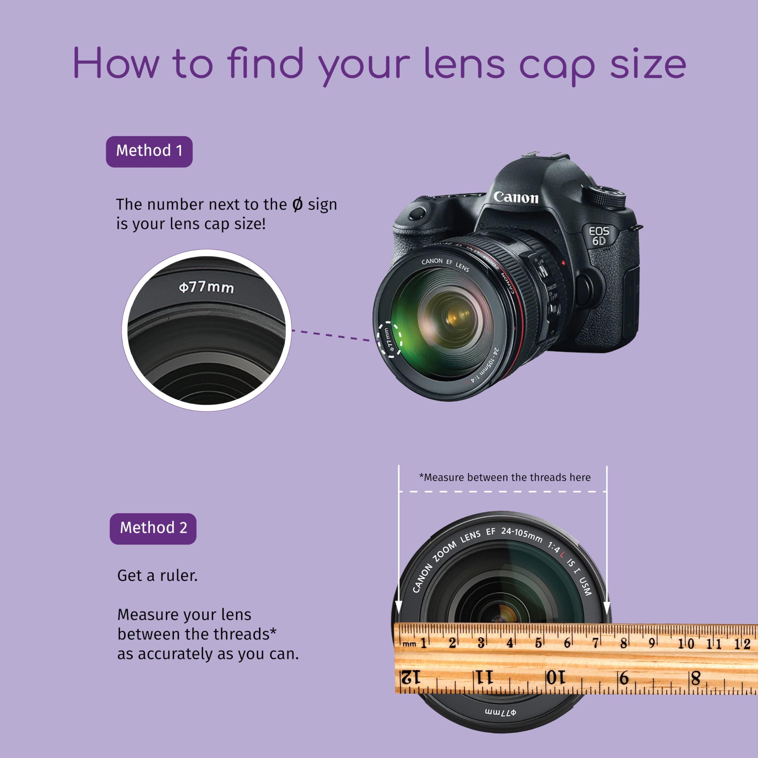 CamDesign 77MM Snap-On Front Lens Cap Cover Compatible with Canon, Nikon, Sony, Pentax All DSLR Lenses