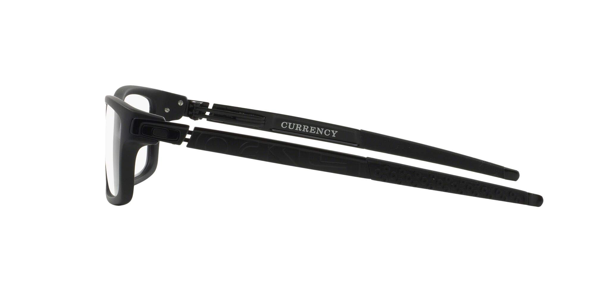 Oakley Men's Ox8026 Currency Rectangular Prescription Eyeglass Frames, Satin Black/Demo Lens, 54 mm