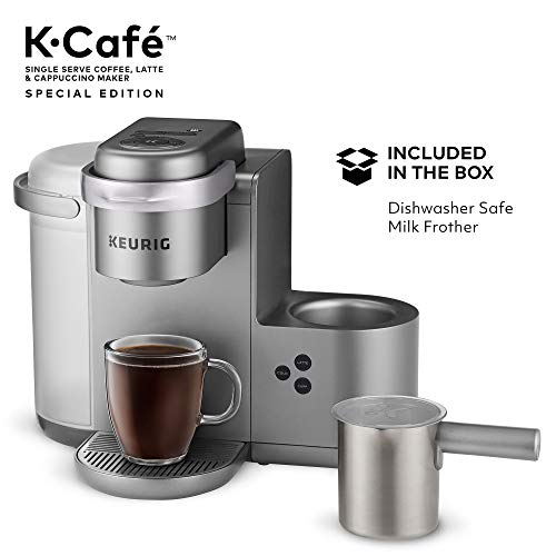 Keurig K-Cafe Special Edition Single Serve K-Cup Pod Coffee, Latte and Cappuccino Maker, Comes with Dishwasher Safe Milk Frother, Shot Capability, Nickel