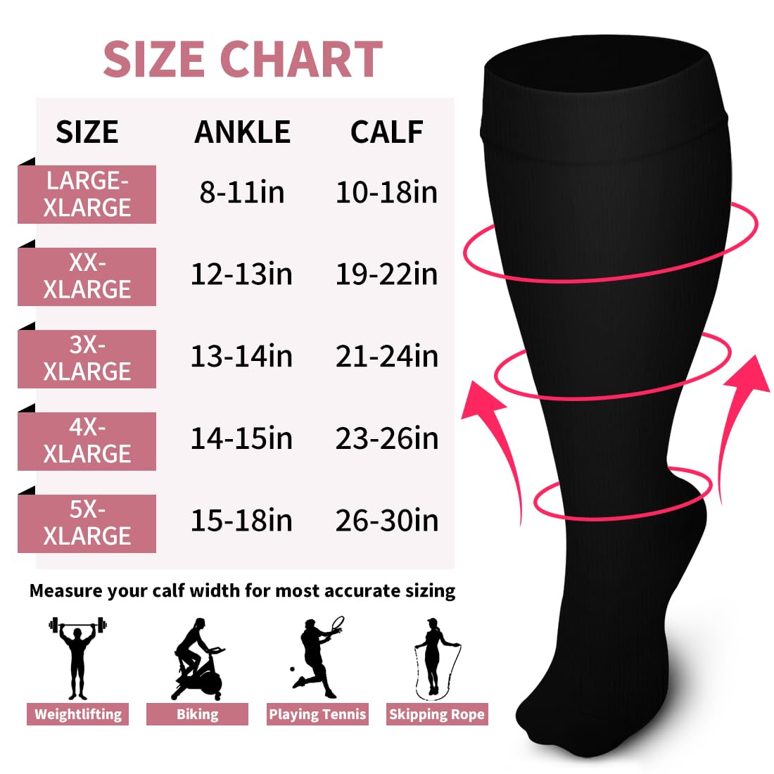 Laite Hebe Plus Size Compression Socks for Women and Men-3 pairs Wide Calf Knee High Support for Circulation