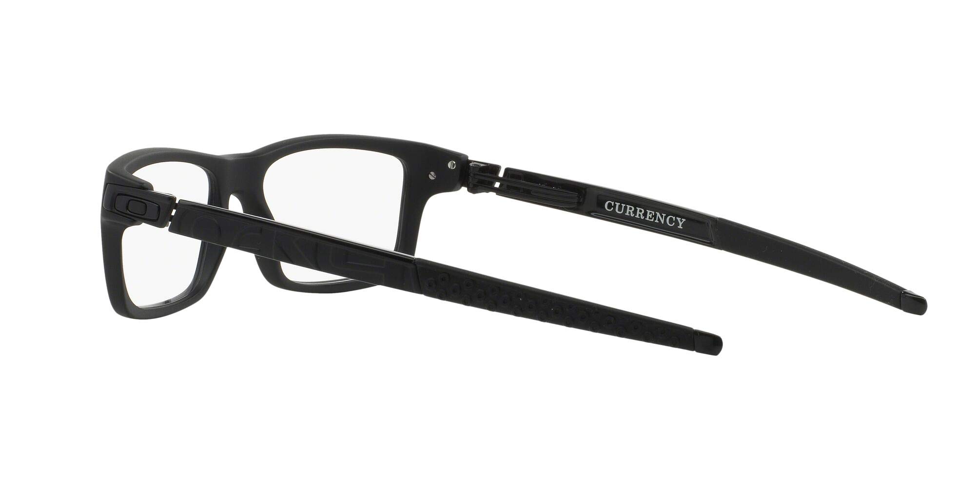 Oakley Men's Ox8026 Currency Rectangular Prescription Eyeglass Frames, Satin Black/Demo Lens, 54 mm