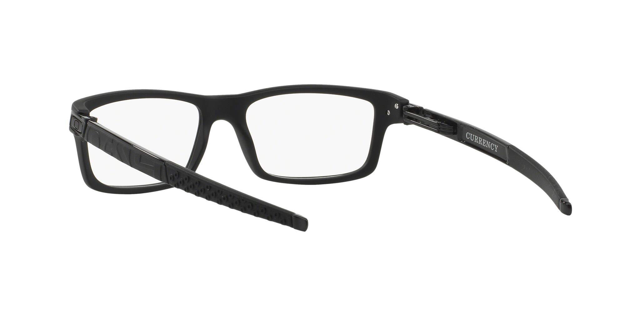 Oakley Men's Ox8026 Currency Rectangular Prescription Eyeglass Frames, Satin Black/Demo Lens, 54 mm