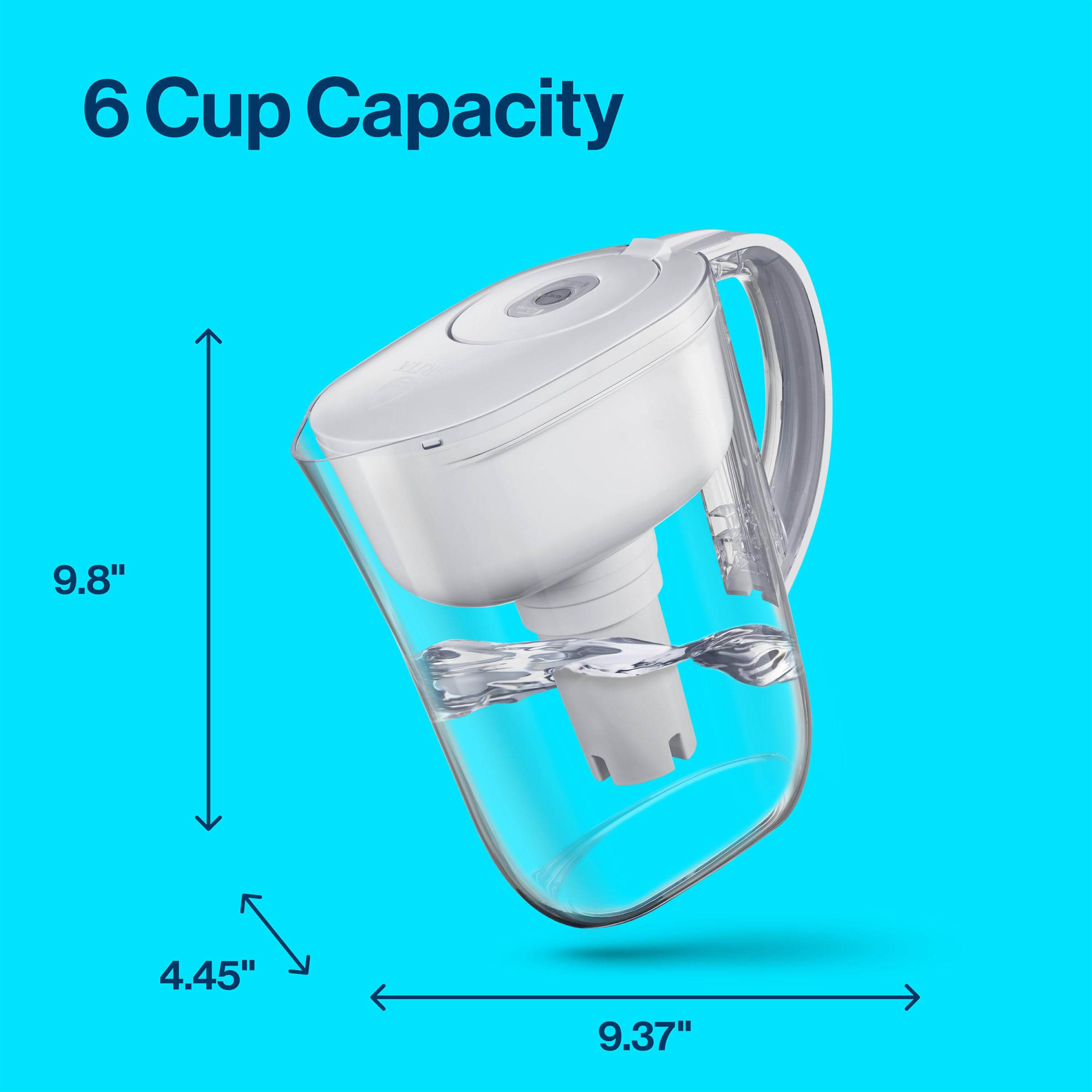 Brita Water Filter Pitcher for Tap and Drinking Water with 1 Standard Filter, Lasts 2 Months, 6-Cup Capacity, BPA Free, White