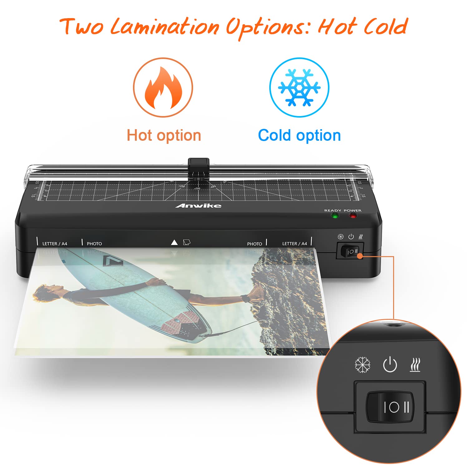 ANWIKE Laminator Machine, Laminate up to 9-Inch A4 Paper with 20 Thermal Laminating Pouches Sheets Trimmer and Corner Rounder for Home Office School Use, 90s Fast Warm-up