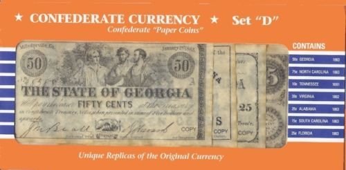 Historical Documents Confederate Currency Set: 25 Replica Notes (Set A, B, C, & D) - Civil War Era Currency Replica Set - Adults - Small - Unisex - Paper - No Assembly Required