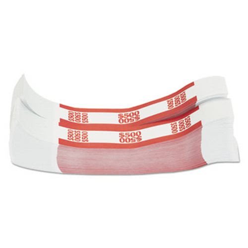 Self-Adhesive Currency Straps, Red, $500 in $5 Bills, 1000 Bands/Pack, Sold as 1000 Each