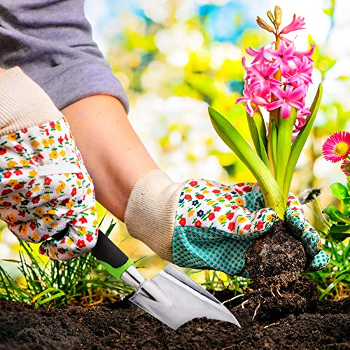 Garden Hand Shovel Garden Trowel Gardening Hand Tools Set with Soft Rubberized Non-Slip Handle Aluminum Alloy Planting Tools for Planting, Transplanting, Weeding, Moving and Smoothing (Yellow, Green)