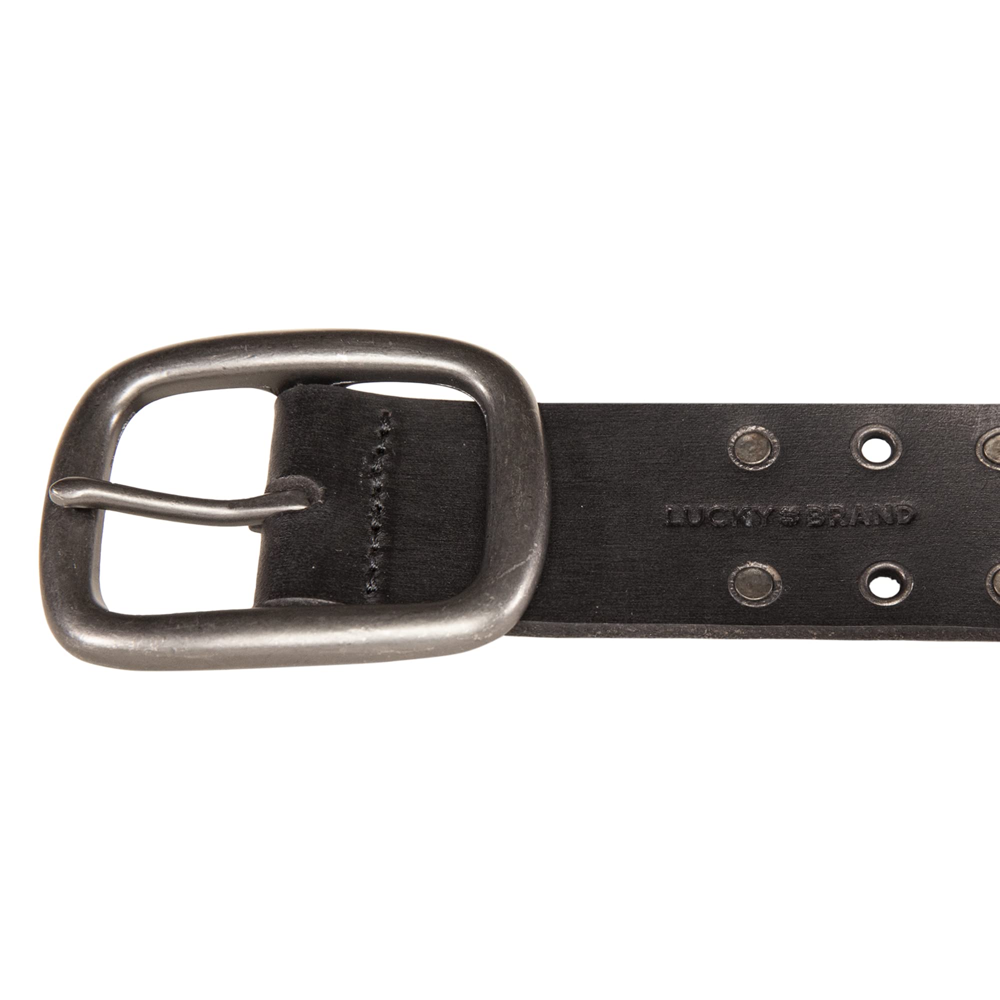 Lucky Brand Men Casual Leather Belt, Grommet and Stud-Black, 42
