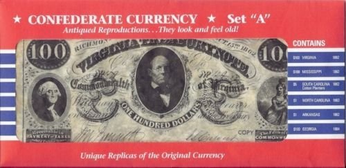 Historical Documents Confederate Currency Set: 25 Replica Notes (Set A, B, C, & D) - Civil War Era Currency Replica Set - Adults - Small - Unisex - Paper - No Assembly Required
