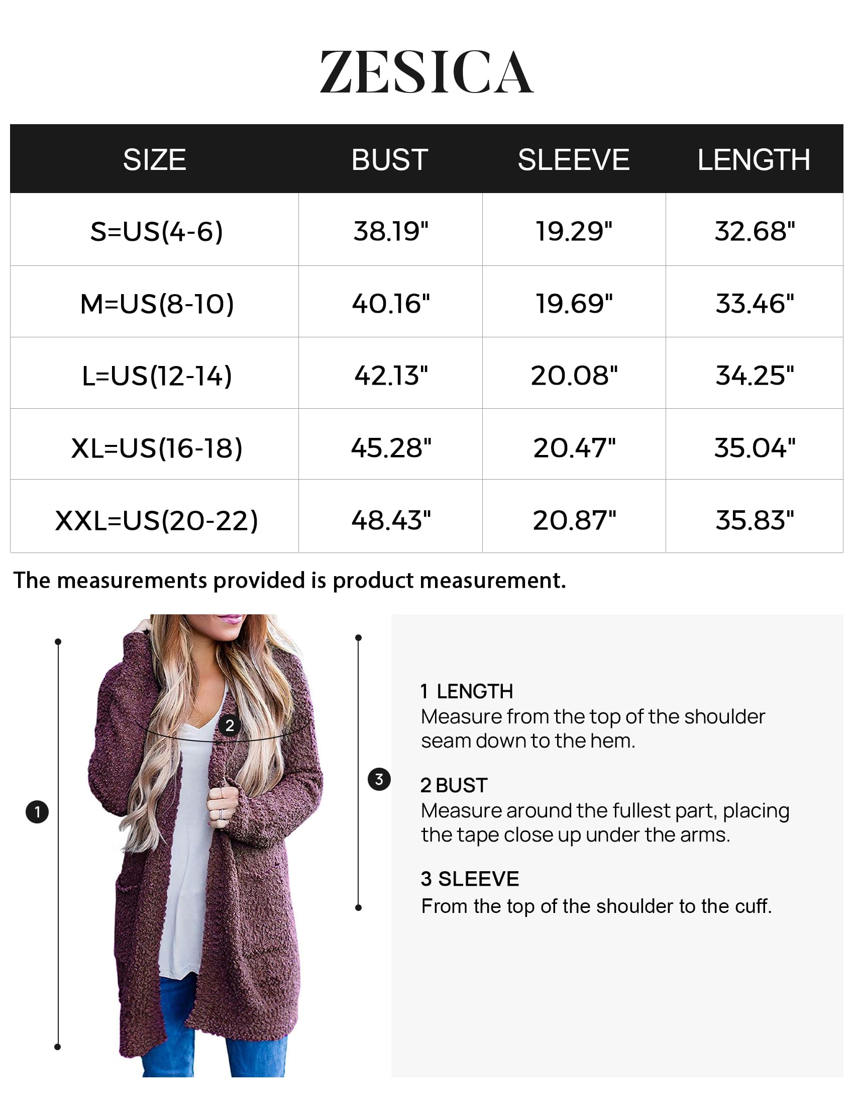 ZESICA Women's Fall Casual Long Sleeve Open Front Soft Chunky Knit Sweater Cardigan Outerwear,Maroon,Small