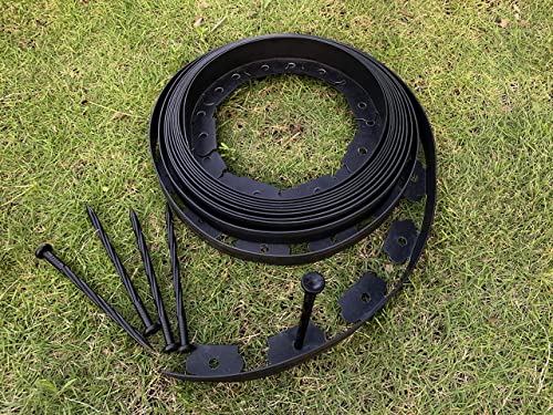 Hugeleaf Garden Flex Lawn Edging, Paver Edging, No-Dig, Landscape Edging, Plant Border, Garden Edging, Flower Bed Edging, Length 30 Feet Black