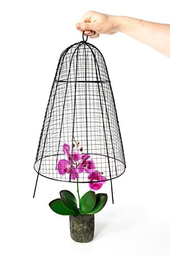 RUAFOX 6 Pack Metal Garden Cloches - 20" High Plant Cover - Weather Resistant Wire Plant Dome - Rustic Farmhouse Chic Decor - with 12 Copper Labels