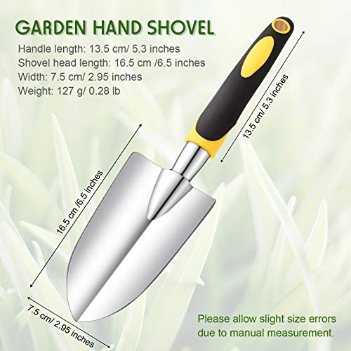 Garden Hand Shovel Garden Trowel Gardening Hand Tools Set with Soft Rubberized Non-Slip Handle Aluminum Alloy Planting Tools for Planting, Transplanting, Weeding, Moving and Smoothing (Yellow, Green)