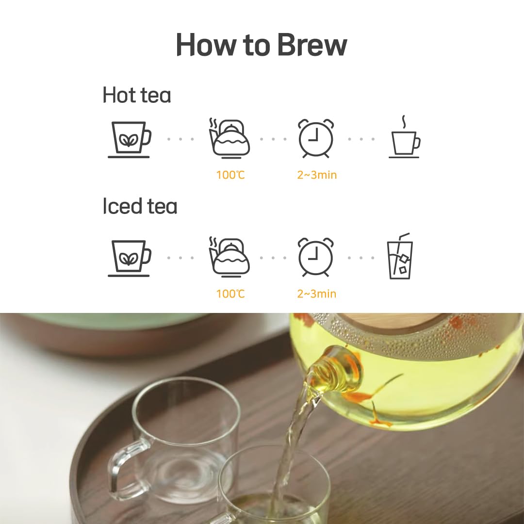 KKOKDAM Chrysanthemum Butterfly Tea Bags - 10 Fancy Decaf Loose Leaf Tea for Iced or Hot β Elegant Korean Gift