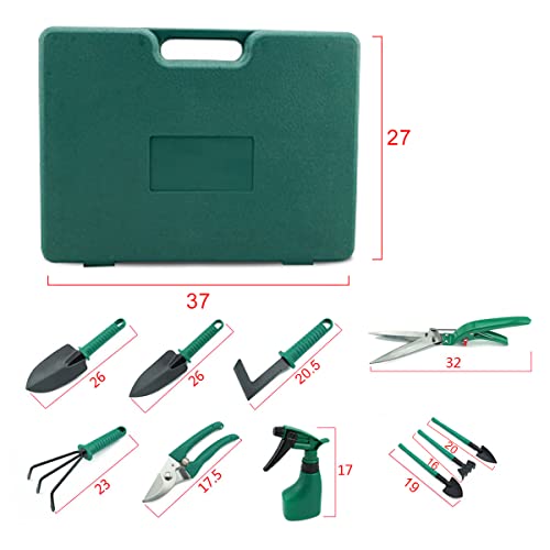 KENNEDICH Garden Tools Set,Stainless Steel Garden Planting Tools Kit with Green Carrying Case, Ideal Gardening Gift (10 PCS )