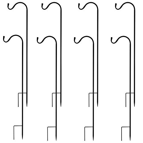 Urban Deco Heavy Duty Shepherds Hook, Adjustable Shepards Hooks for Outdoor, Premium Metal Shepherds Crook Garden Stakes 37” Inch Tall, Black Plant Hooks Pole - Pack of 8