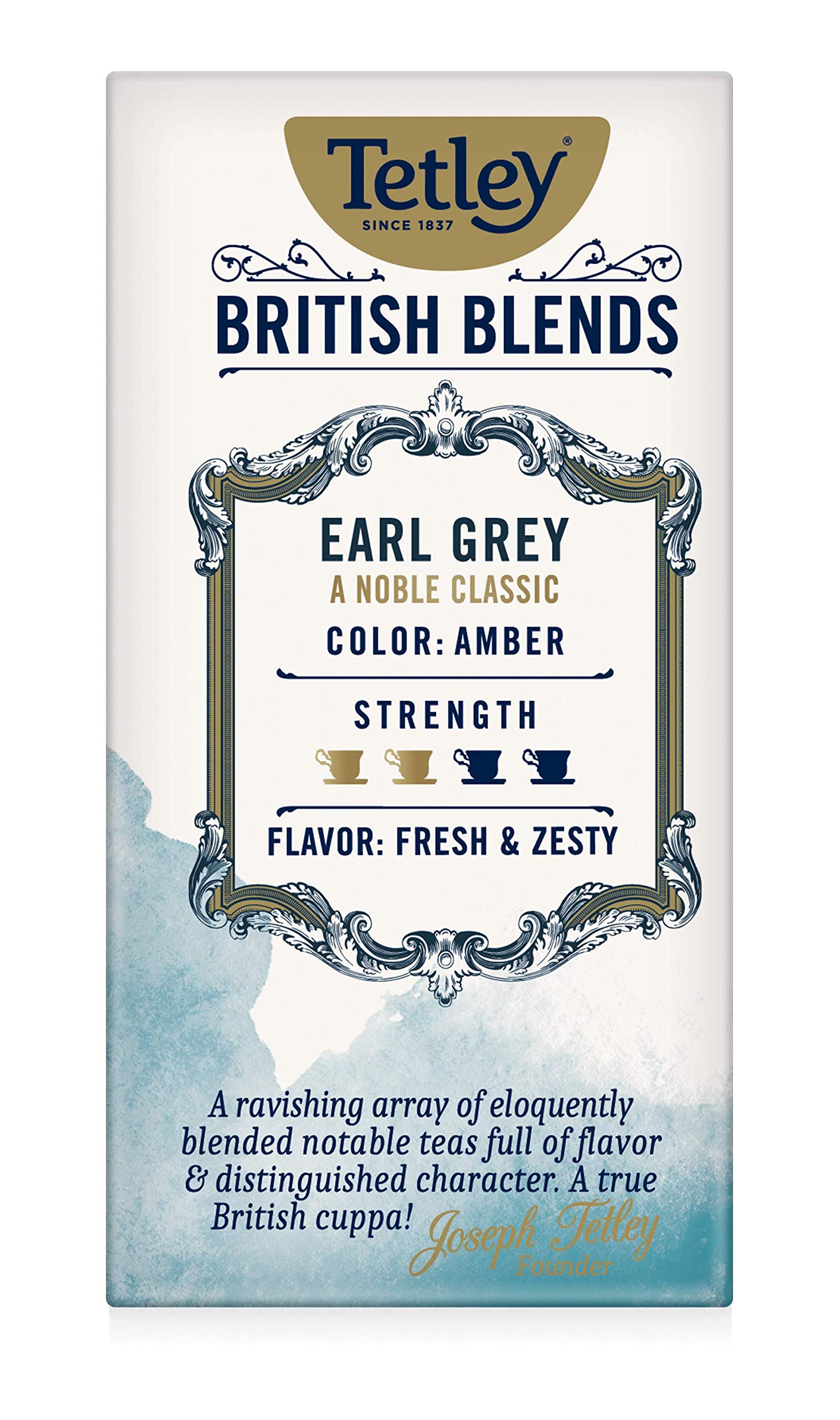 Tetley British Blends Earl Grey Black Tea, Fresh & Zesty Flavored Tea, 20 Teabags (Pack of 6), Rainforest Alliance Certified