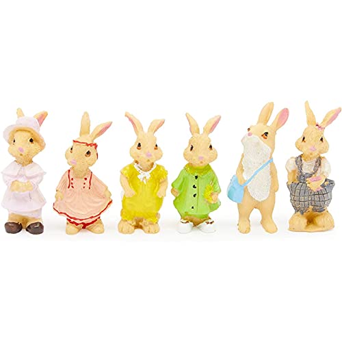 Juvale Mini Bunny Statues for Easter, Garden Decorations (2.2 Inches, 6 Pack)