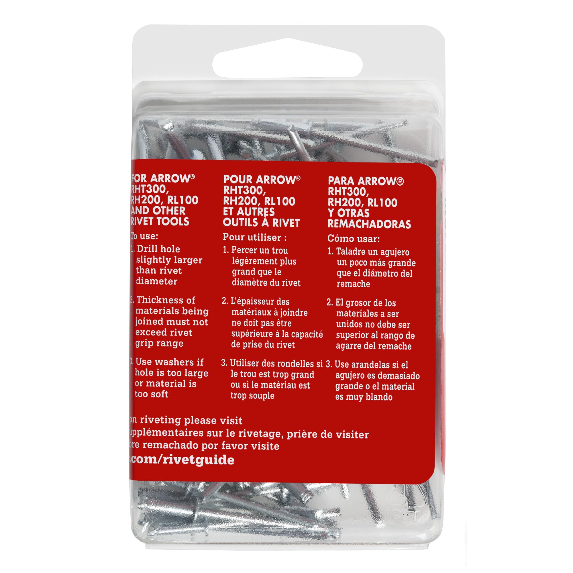 Arrow RMS1/8IP Medium Steel 1/8-Inch Pop Rivets for Metal, Fabric, Leather, and Auto Repair, 100-Pack