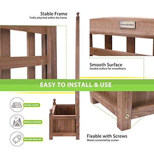 VIVOHOME Wood Planter Raised Bed with Trellis, 48 Inch Height Free-Standing Planter for Garden Yard