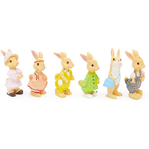 Juvale Mini Bunny Statues for Easter, Garden Decorations (2.2 Inches, 6 Pack)