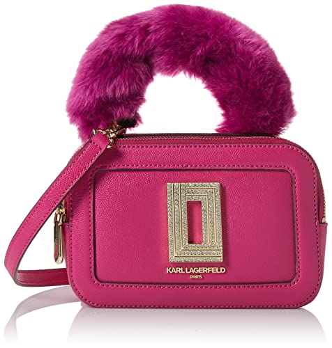 Karl Lagerfeld Paris Simone Fur Camera Crossbody, Magenta