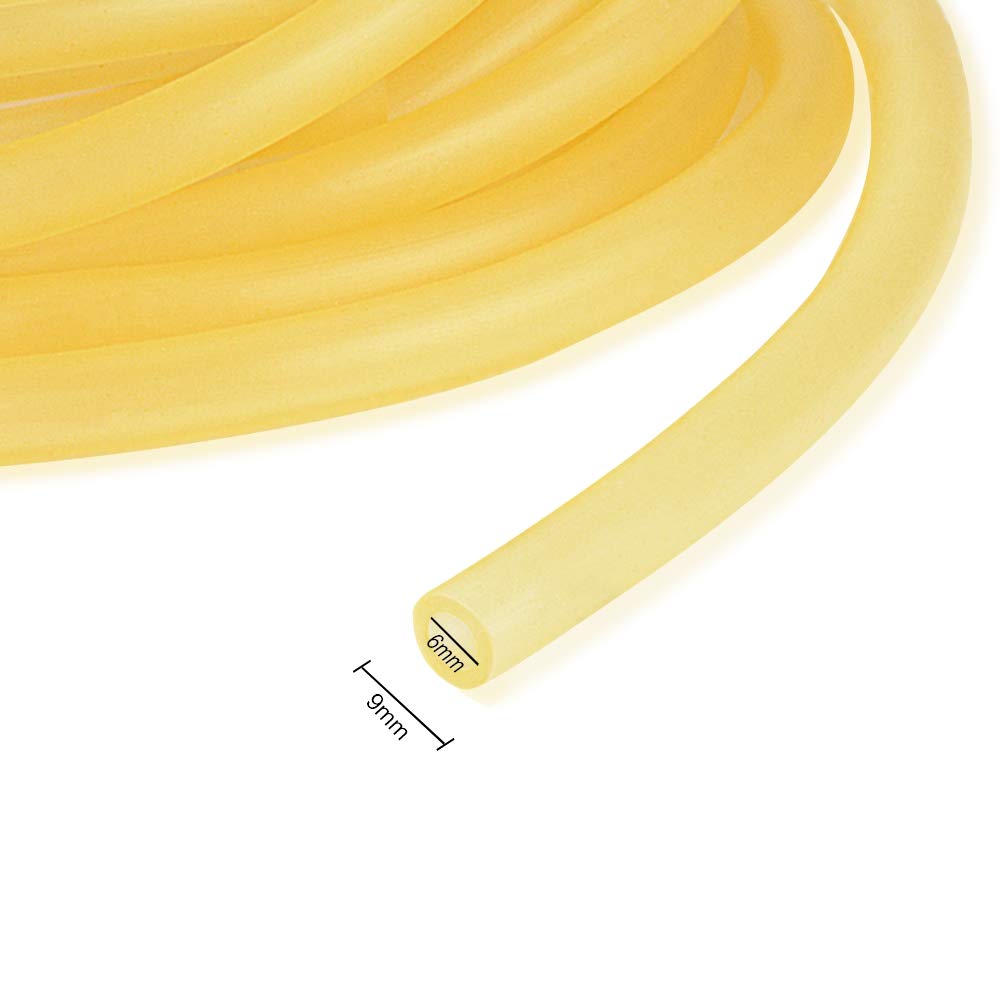 StonyLab Rubber Tubing, Pure Latex Amber Tubing Natural Rubber Tube 3/8 inch (9 mm) OD 1/4 inch (6 mm) ID Highly Elastic and Strong, 3 Meter