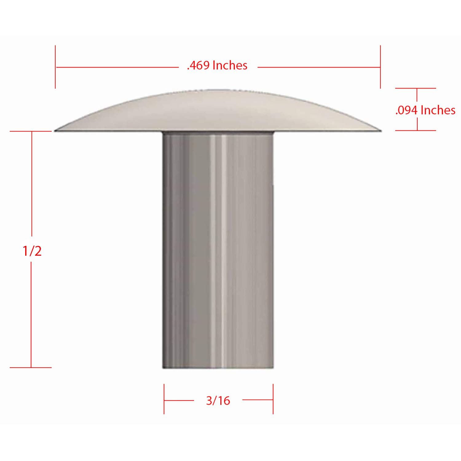 Metal Magery 3/16" Diameter X 1/2" Length Solid Aluminum Brazier Head Rivet, Pack of 100