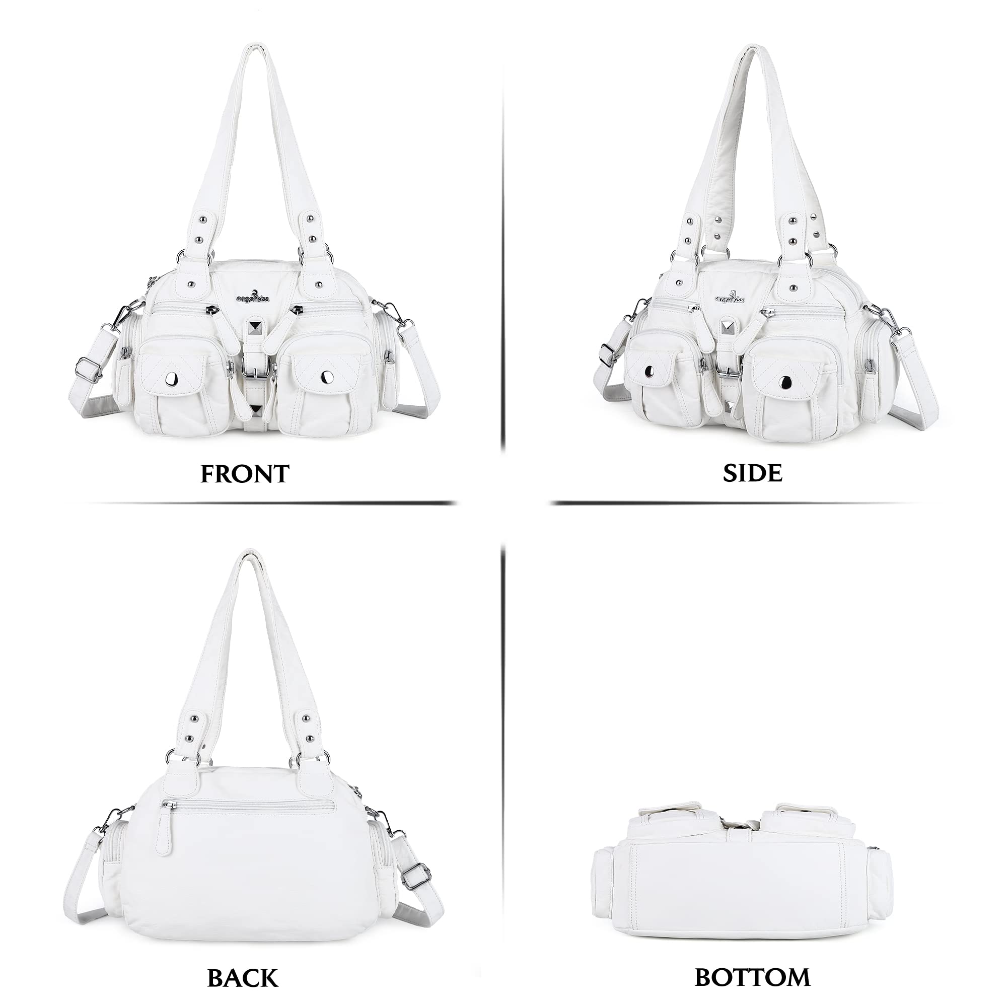 Angel Kiss Hobo Crossbody Purses for Women Shoulder Bag Multipocket Soft Hobo Purses Removable Strap Leather Handbags