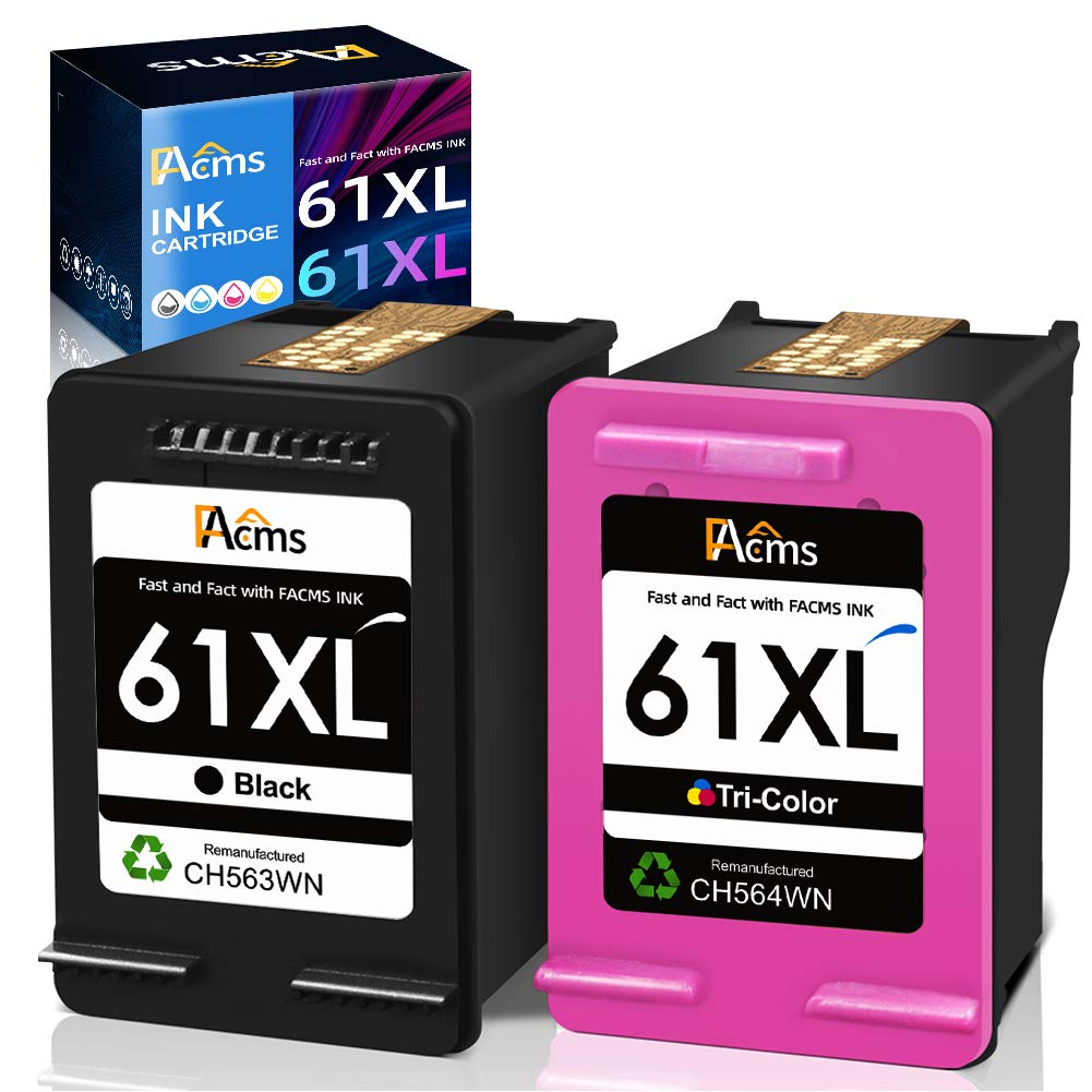 FAcms Remanufactured 61 XL Ink Cartridges Replacement for HP 61XL 61 XL Ink Cartridges Combo to use with Envy 4500 5530 5535 Deskjet 2540 1010 Officejet 4632 4634,(1 Black,1 Tri-Color, 2 Pack)