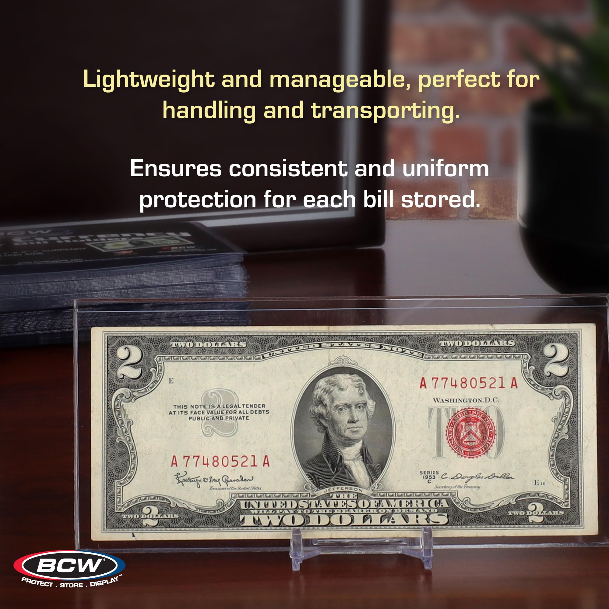BCW Regular Bill Deluxe Currency Holders - 10ct | Deluxe Archival Safe Bill Protector Sleeves | Double-Polished Clear Vinyl | for Collectors and Numismatics | US Regular Bill Currency Holders