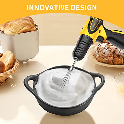 3Pcs Hand Mixer Electric Attachments Set for Drill, HOMICOZY Stainless Steel Mixer Electric Handheld Egg Beater, Whisk & Dough Hook for Drill, Mixer Handheld Drill Attachments for Drill (Not Included) Dishwasher Safe 7.5inch