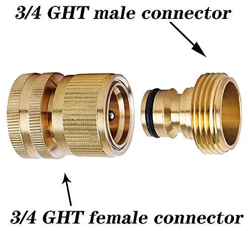 YTFGGY Garden Hose Quick Connector Set Solid Brass 3/4 inch Water Fitings Thread Easy Connect No-Leak Male Female Value (5set)
