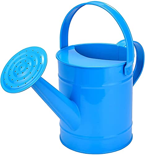 SUQ I OME 1.5L Small Metal Watering Can -Garden Outdoor Watering Can Bucket - Small Portable Indoor Watering Equipment with Anti-Rust Powder Coating Treatment Blue