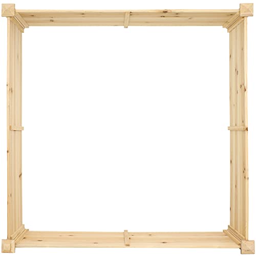 Sunnydaze Outdoor Square Wood Raised Garden Bed - 48-Inch Square - Elevated Planter Box for Flower, Vegetable, and Herb Gardening - Perfect for Garden or Yard