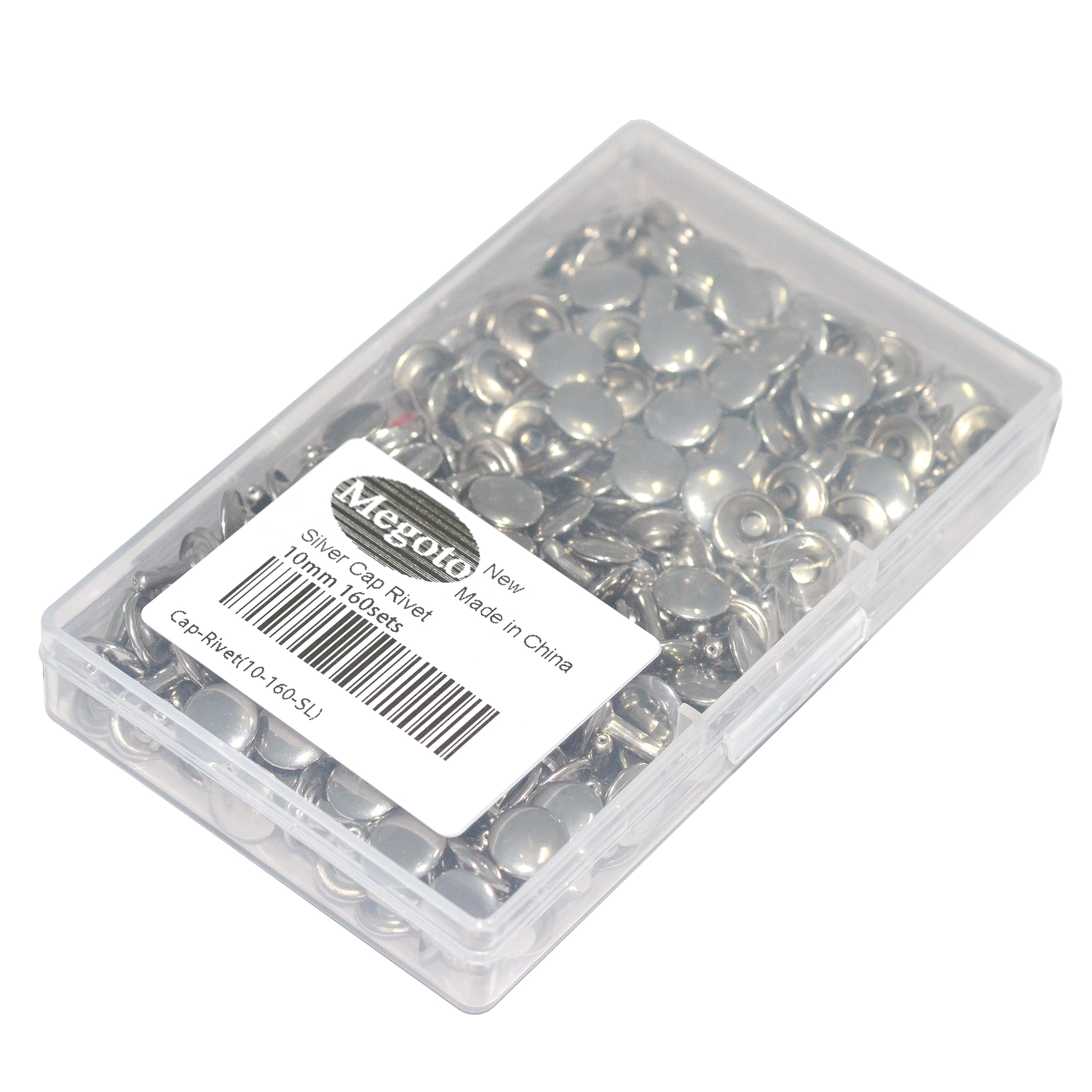 160sets Stainless Steel Leather Rivets Double Cap Rivet Tubular Metal Studs Repairs Decoration Craft Accessories for Leather Craft Clothes Shoes Bags Belts (10mm Silver)