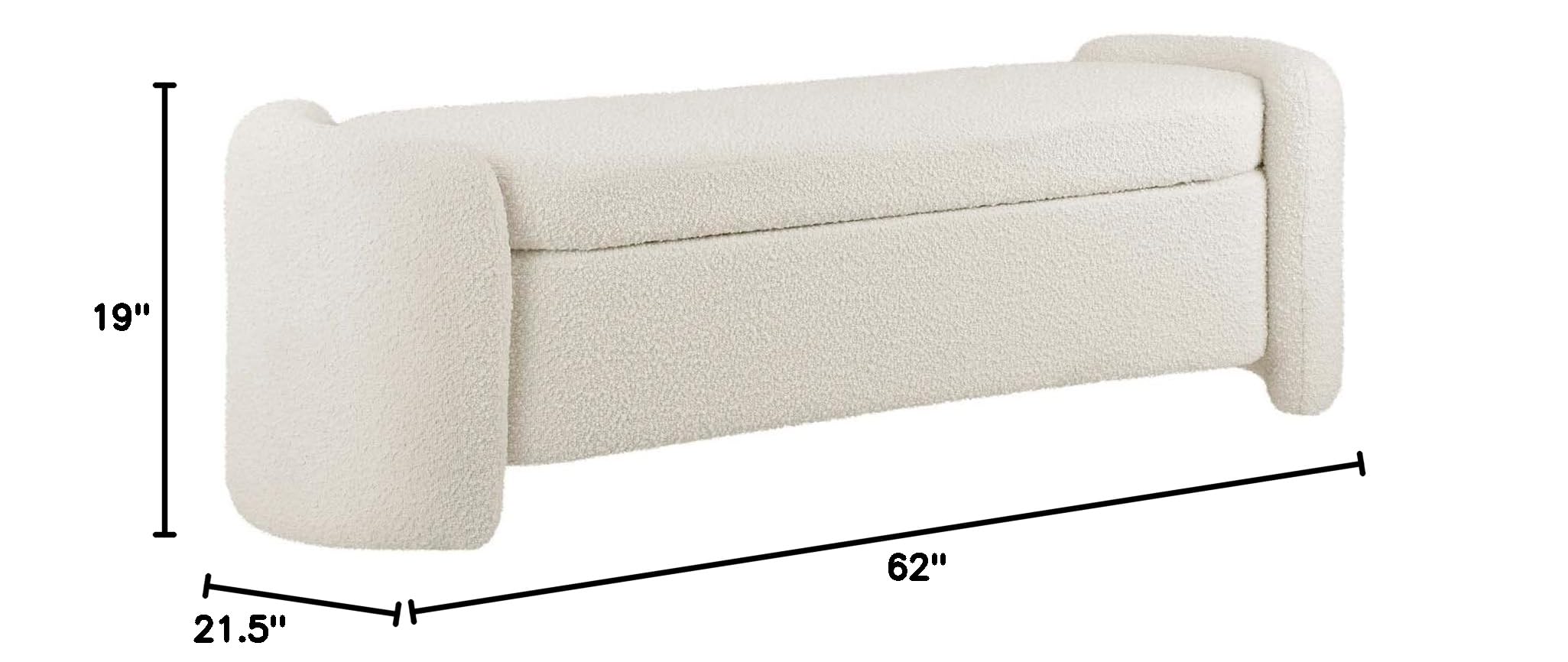 Modway Nebula Boucle Upholstered Storage Bench in Ivory