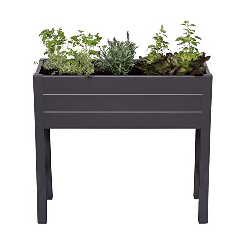 Nuvue Products 26021, 36" L x 15" W x 32" H, Polymer with Woodgrain Texture, Dark Gray Elevated Garden Box