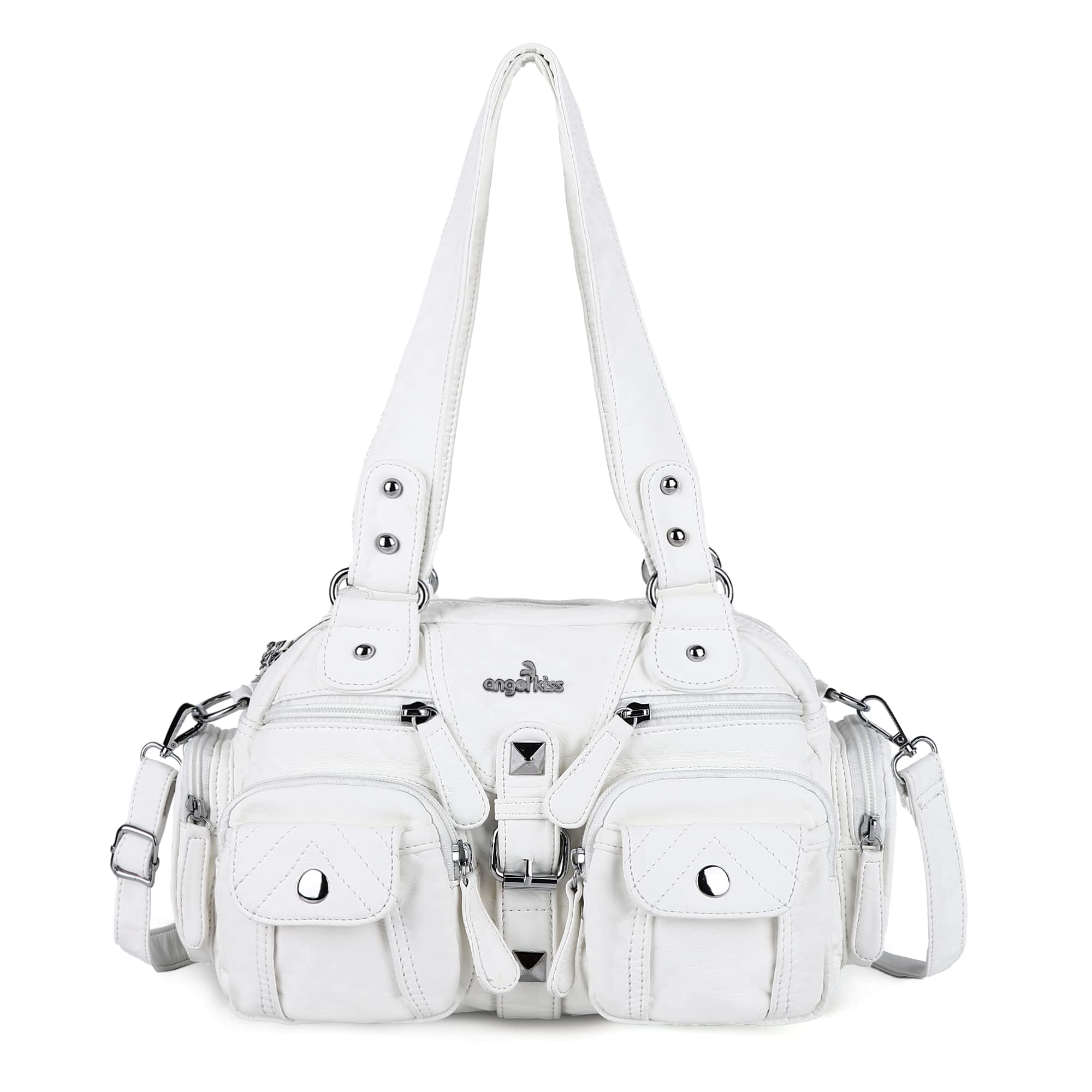 Angel Kiss Hobo Crossbody Purses for Women Shoulder Bag Multipocket Soft Hobo Purses Removable Strap Leather Handbags
