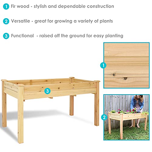 Sunnydaze Outdoor Square Wood Raised Garden Bed - 48-Inch Square - Elevated Planter Box for Flower, Vegetable, and Herb Gardening - Perfect for Garden or Yard