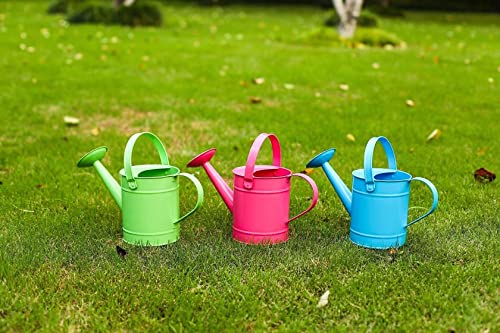 SUQ I OME 1.5L Small Metal Watering Can -Garden Outdoor Watering Can Bucket - Small Portable Indoor Watering Equipment with Anti-Rust Powder Coating Treatment Blue