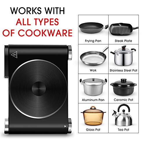 CUSIMAX Electric Burner Hot Plate for Cooking Cast Iron hot plates, Adjustable Temperature Control, Non-Slip Rubber Feet Stainless Steel Easy to Clean, Your Kitchen Assistant