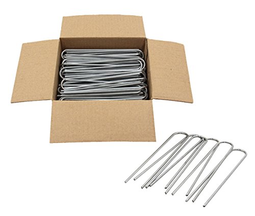 TQVAI 150 Pack Landscape Staples, 6 Inch 11 Gauge Garden Stakes, Galvanized U-Shaped Pins for Weed Fabric, Fence, Lawn, Yard