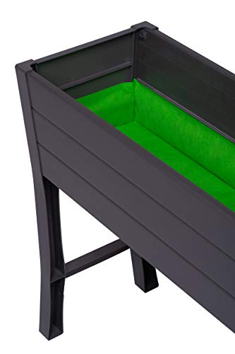 Nuvue Products 26021, 36" L x 15" W x 32" H, Polymer with Woodgrain Texture, Dark Gray Elevated Garden Box