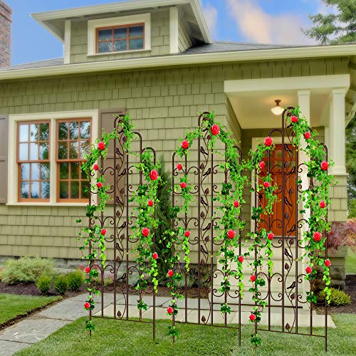 Amagabeli 2 Pack Large Garden Trellis 71β x 21β Heavy Duty Rustproof Brown Iron Plant Trellis for Potted Plant Support Tall Wall Metal Trellis for Rose Vine Vegetable Cucumber