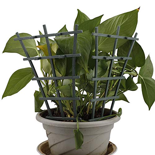 GREENWISH 4pcs 9x3inch Mini Plant Trellis Plastic Garden Plant Support DIY Climbing Trellis Flower Supports Dark Green