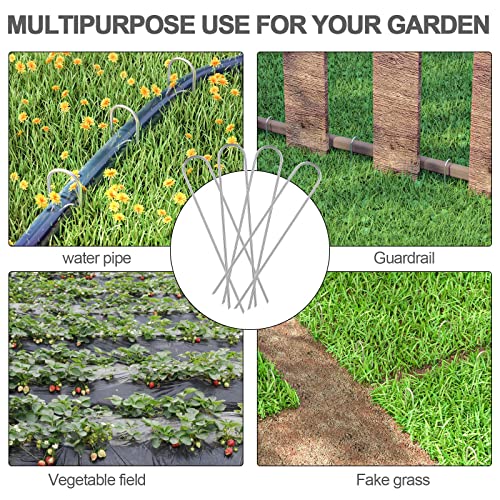 TQVAI 150 Pack Landscape Staples, 6 Inch 11 Gauge Garden Stakes, Galvanized U-Shaped Pins for Weed Fabric, Fence, Lawn, Yard