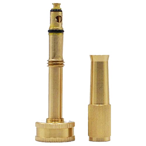 DuLaSeed 2 Packs Solid Brass Hose Nozzle, Heavy Duty Brass Adjustable Twist Garden Hose Nozzle, Water Hose Sprayer for Watering and Washing