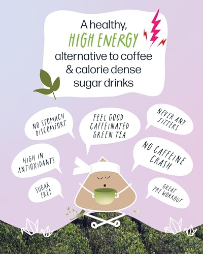 Kubo Tea, Organic High Energy Ice Tea, High Caffeine Blend, 20 Servings (155mg Caffeine each), Pillow Tea Bags, Kraft Packaging, Healthy Coffee Substitute (Half & Half Lemonade)